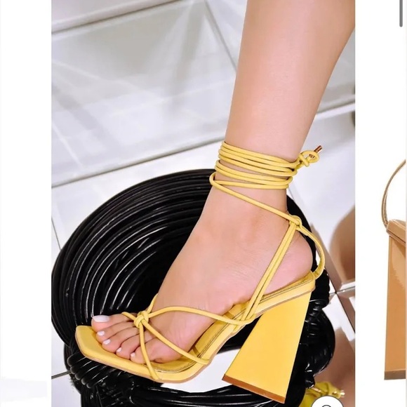 Cape Robbin | Shoes | Cape Robbin Yellow Strappy Heels | Poshmark